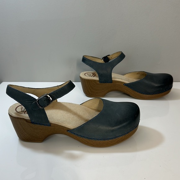 Dansko | Shoes | Dansko Sam Blue Gray Burnished Leather Closed Toe Clog ...